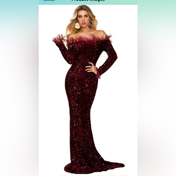 Lin Lin Q | Dresses | Sexy Off Shoulder Feather Long Sleeve Sequin ...
